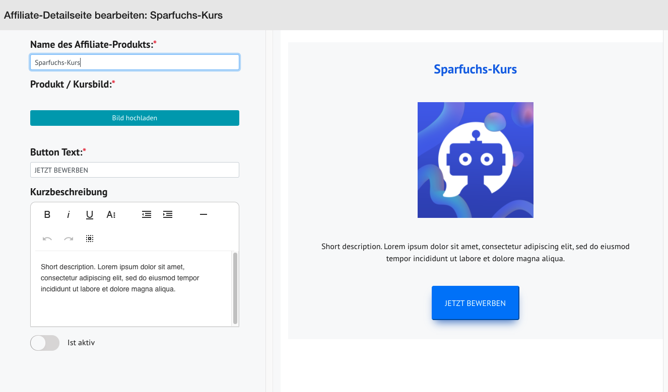Persönliche Einstellungen ändern - Masterpages Support