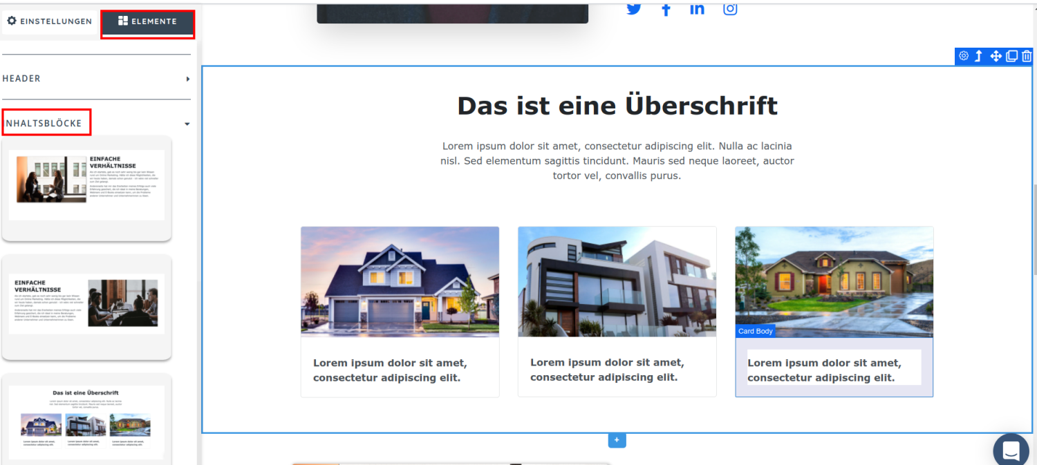 Inhaltsblöcke - Masterpages Support