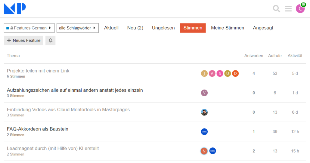 Neue Funktion vorschlagen - Masterpages Support
